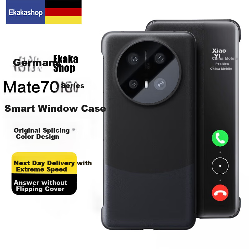 Ekakashop Smart View Window Magnetic Flip Leather Case for Huawei Mate 70 Pro, Full Body Protection Cover with Sleep Function, Business Style Shell for Huawei Mate 70 Pro