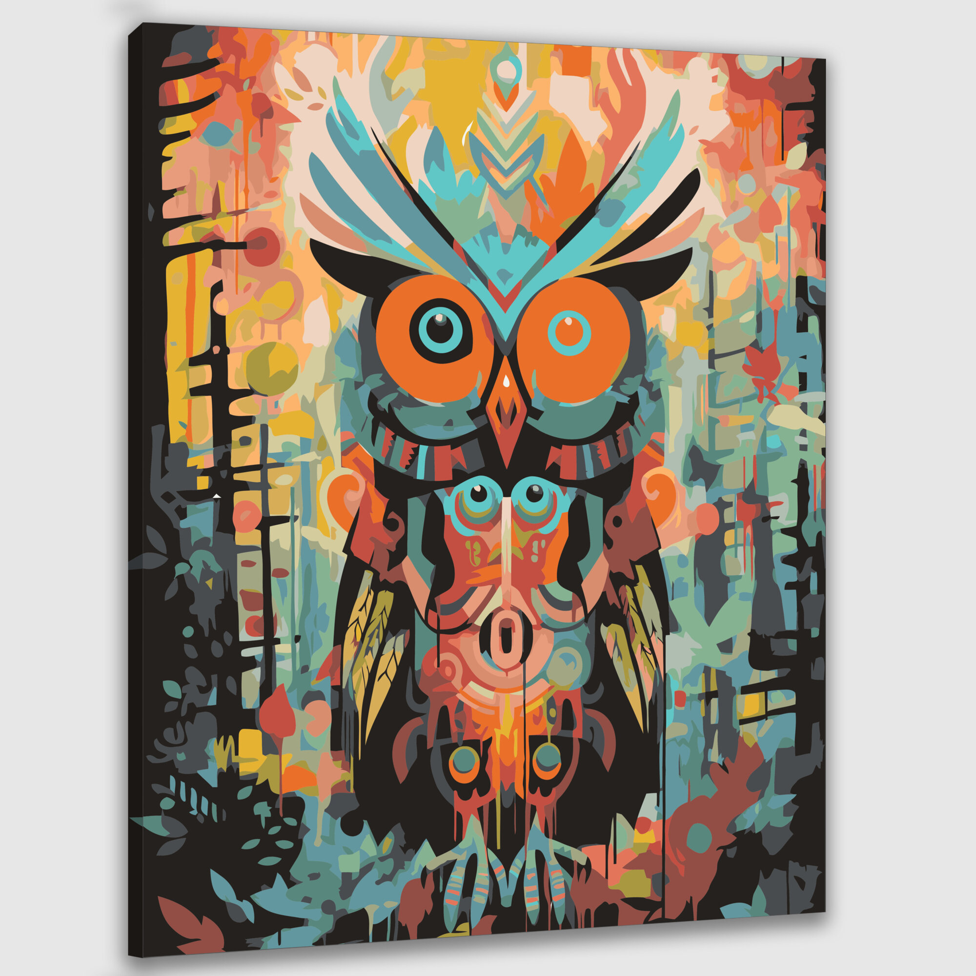 Картина по номерам 40x50 см, акриловая картина, абстракция, тотемическое наследие, яркие краски, динамичные мазки