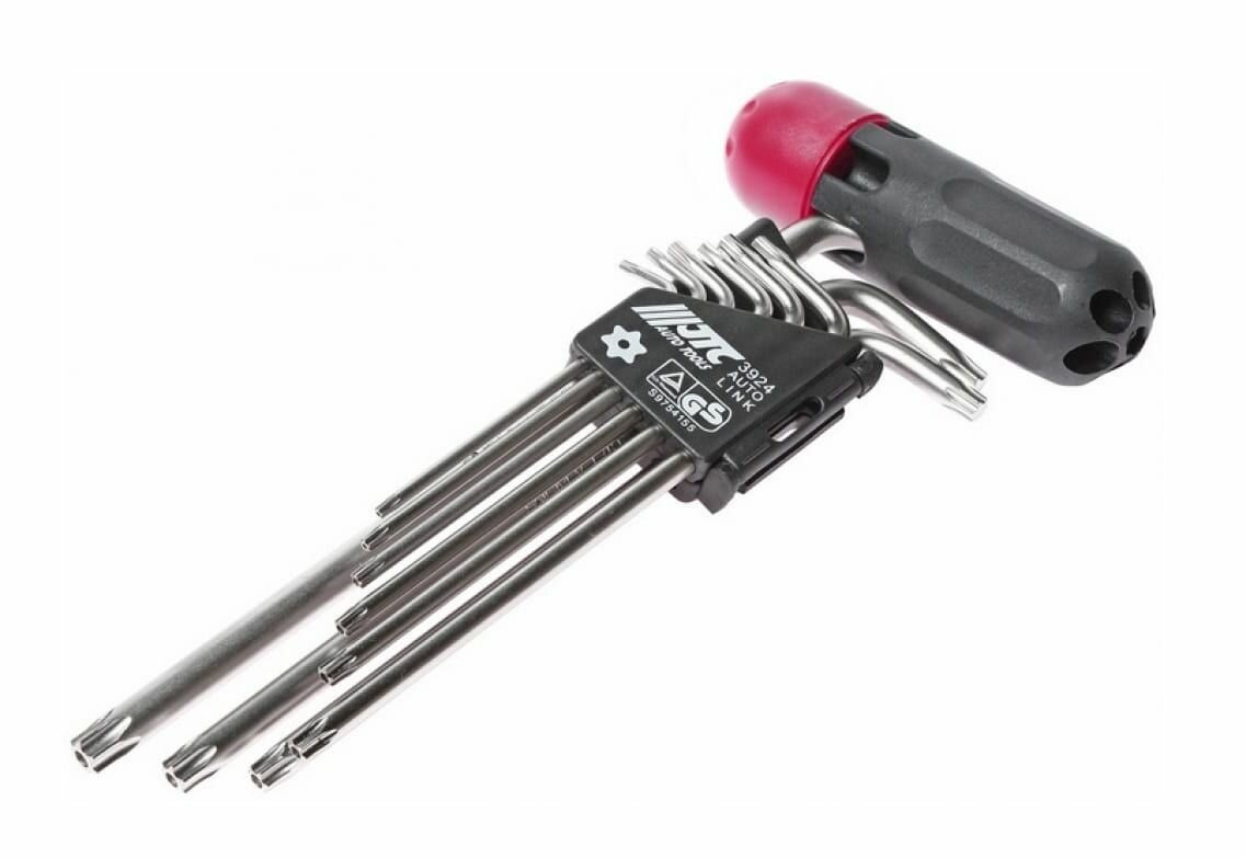 Набор ключей torx с отверстием t10h-t50h 9пр. с ручкой для большего усиления JTC