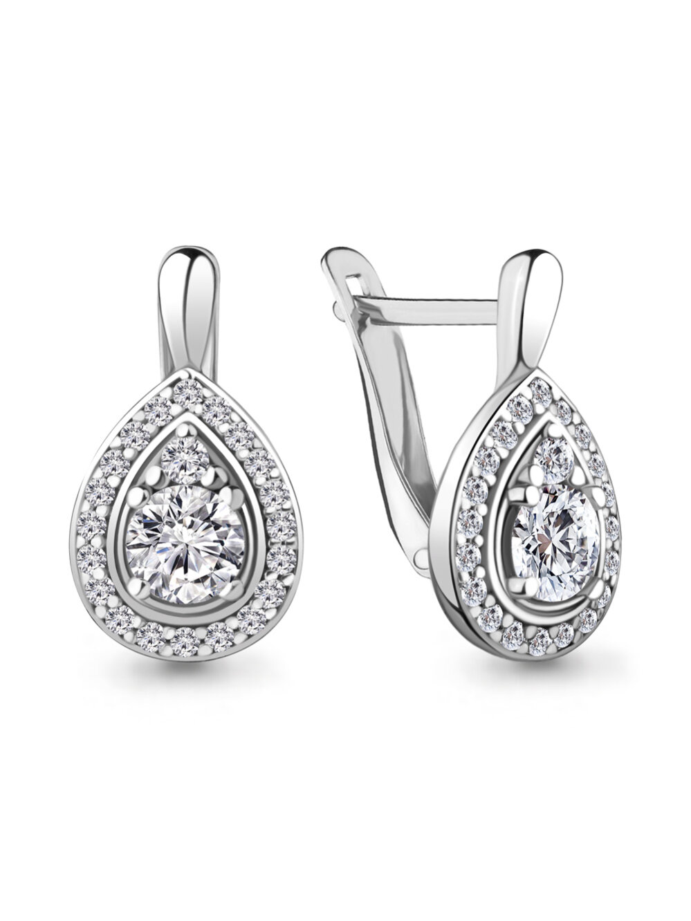 Серьги, серебро, 925 проба, фианит