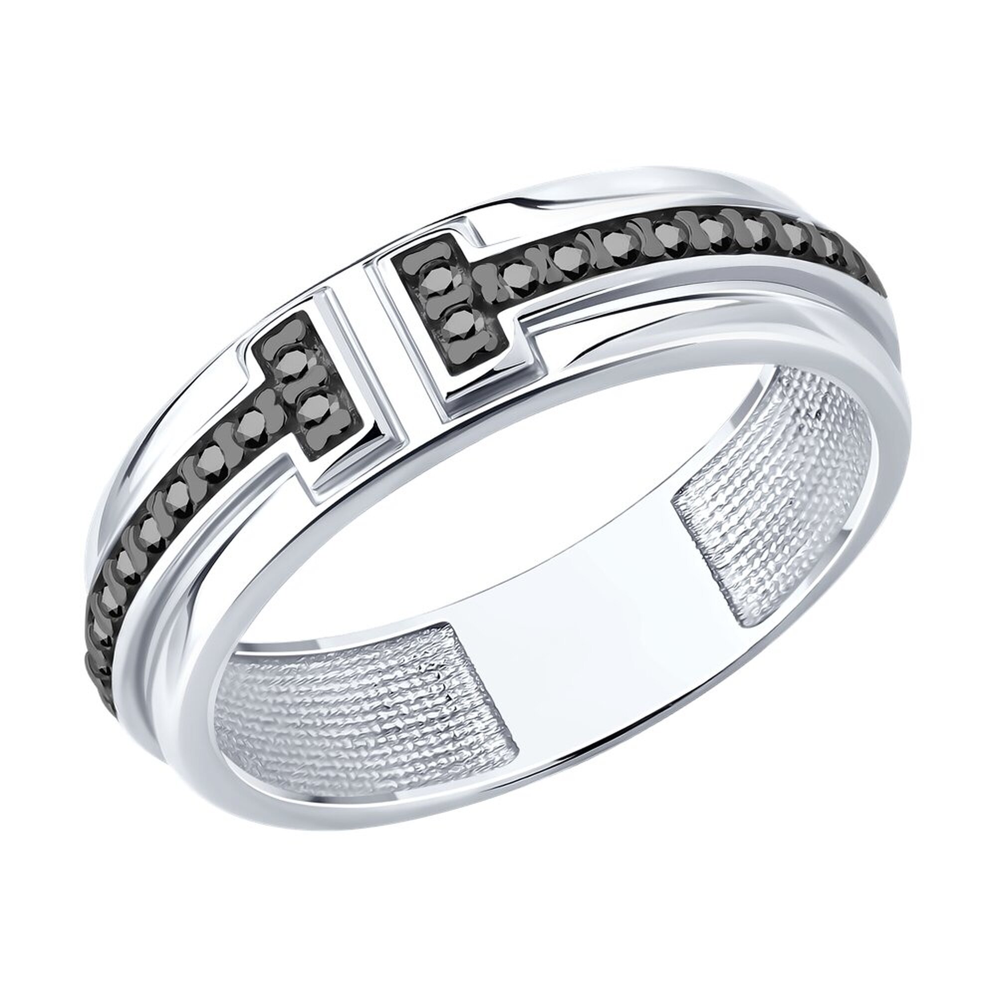 Кольцо дорожка, серебро, 925 проба, родирование, фианит