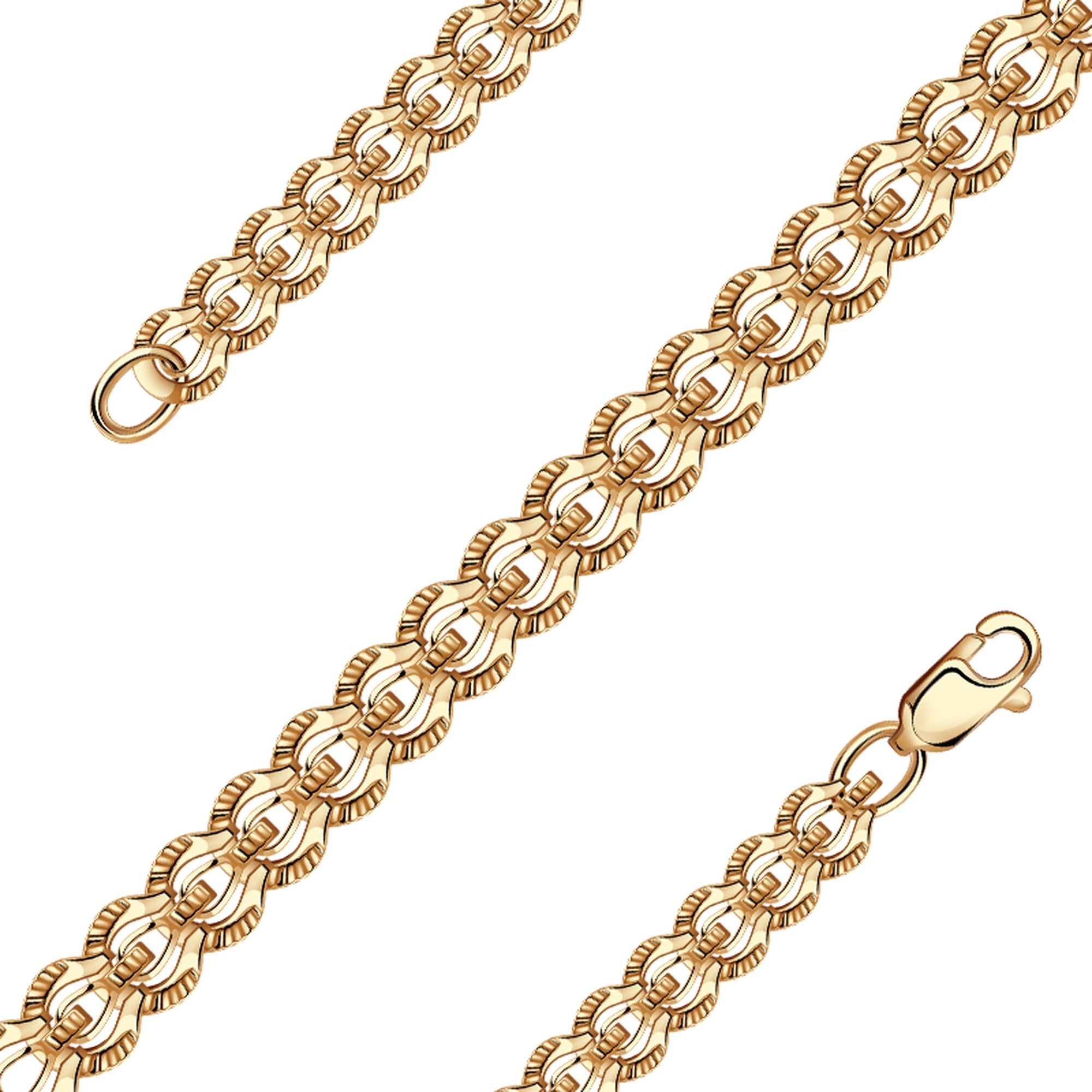 Браслет-цепочка, красное золото, 585 проба