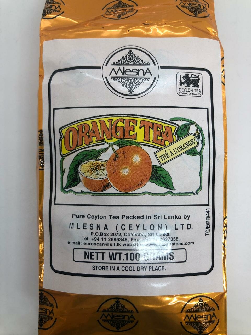 " Млесна" чай цейлонский черный листовой "Апельсин" ( со вкусом апельсина ) 100 г