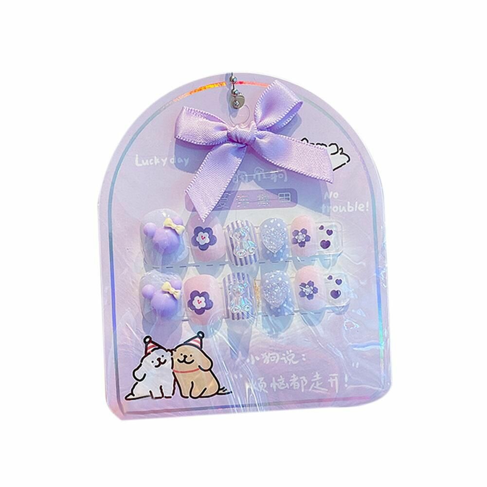 Накладные ногти детские, с клеем, набор ногтей для девочек