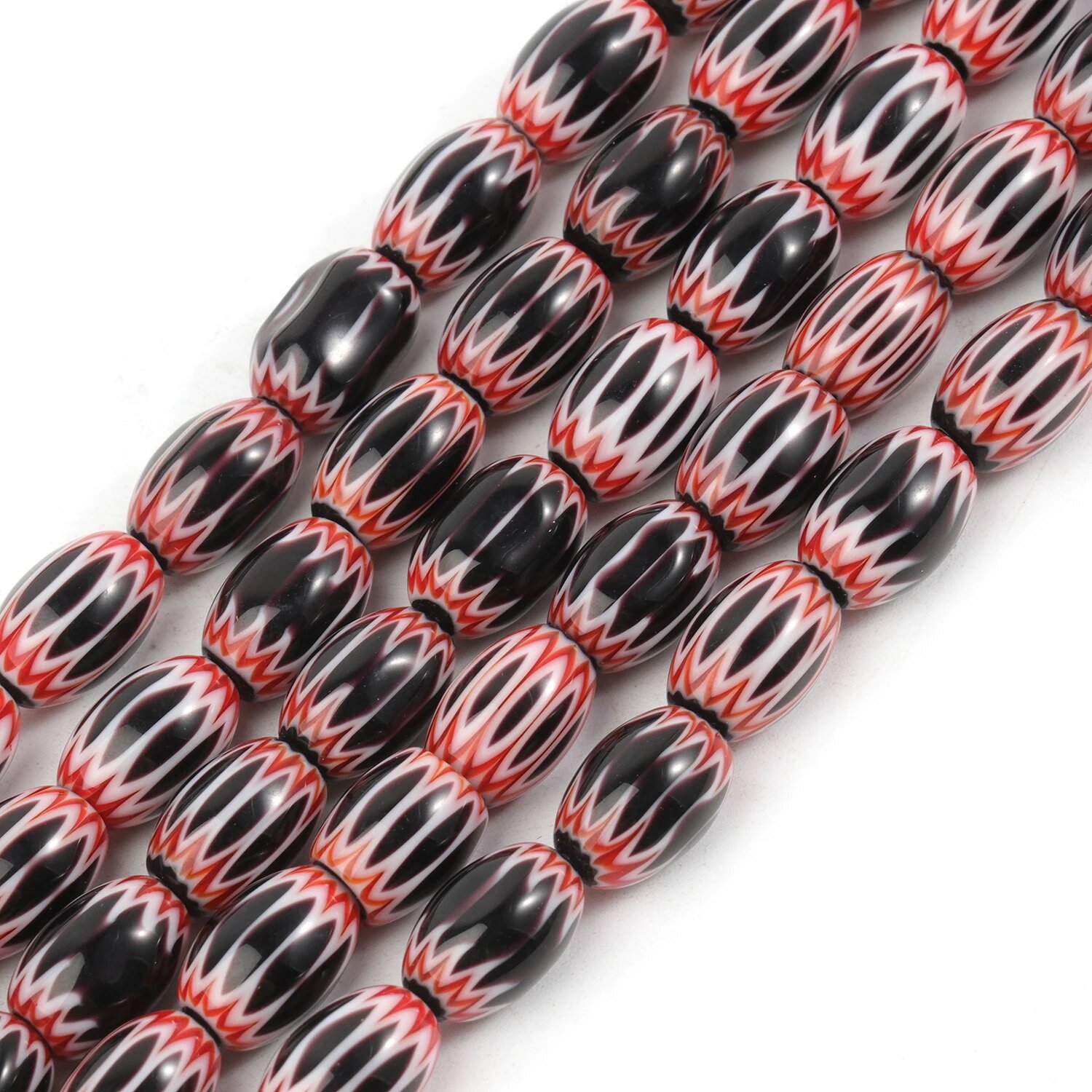 Куoyu Глазурованные стеклянные бусины арбуз формы 12х8 мм Black Red