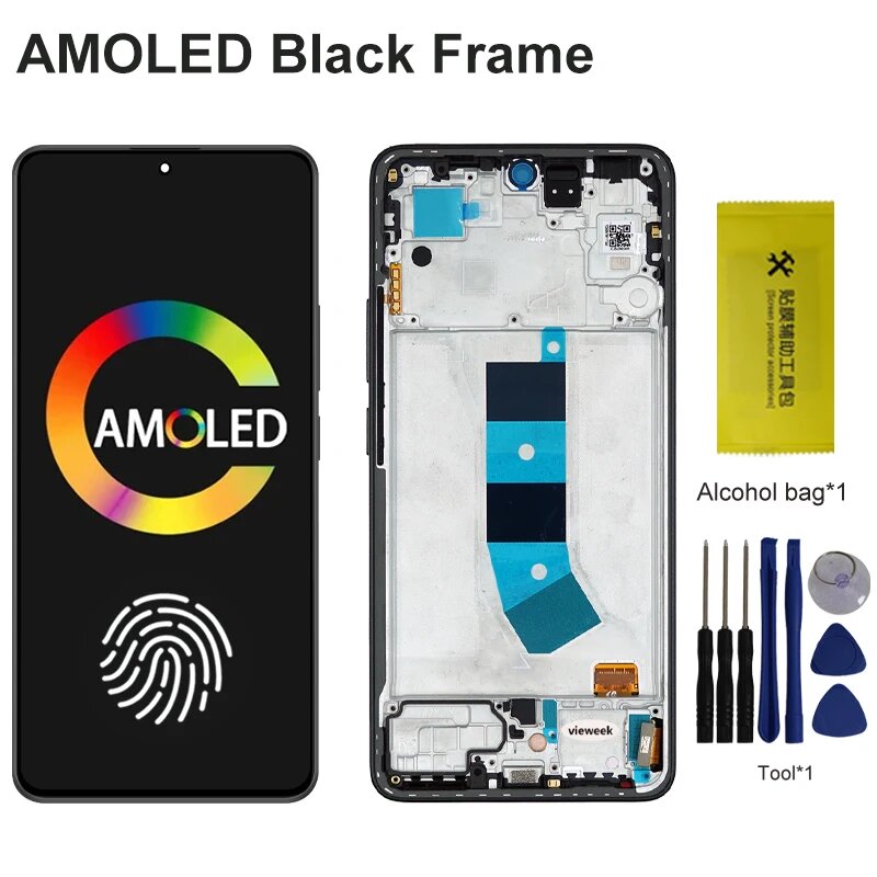 Экран Super Amoled для Redmi Note 13 4G, ЖК-дисплей, цифровой сенсорный экран с AMOLED Black Frame