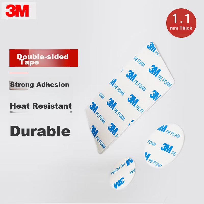 3M Double-Sided Tape, Strong Adhesive, Traceless, Waterproof, for Office Use/ETC, Student Stationery, Crafts, Etc. 1600T, 60MM Diameter/4 Pieces