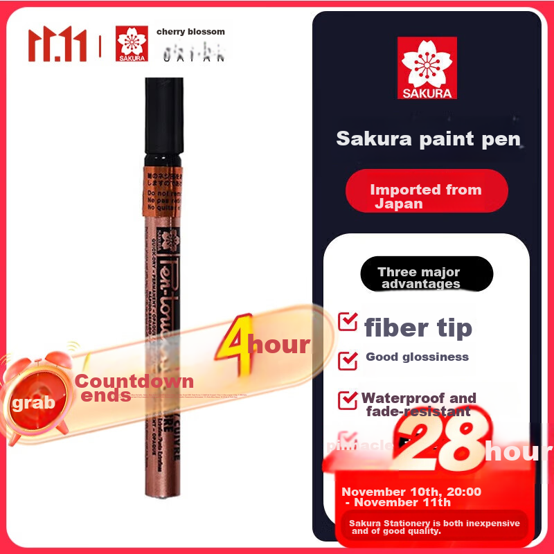 SAKURA Paint Marker Rose Gold 0.7mm Signature Pen Highlighter Marker High Light Pen Business Star Signature Check-In Pen Waterproof Non-Fading Gold Highlighting Touch-Up Hand-Drawn