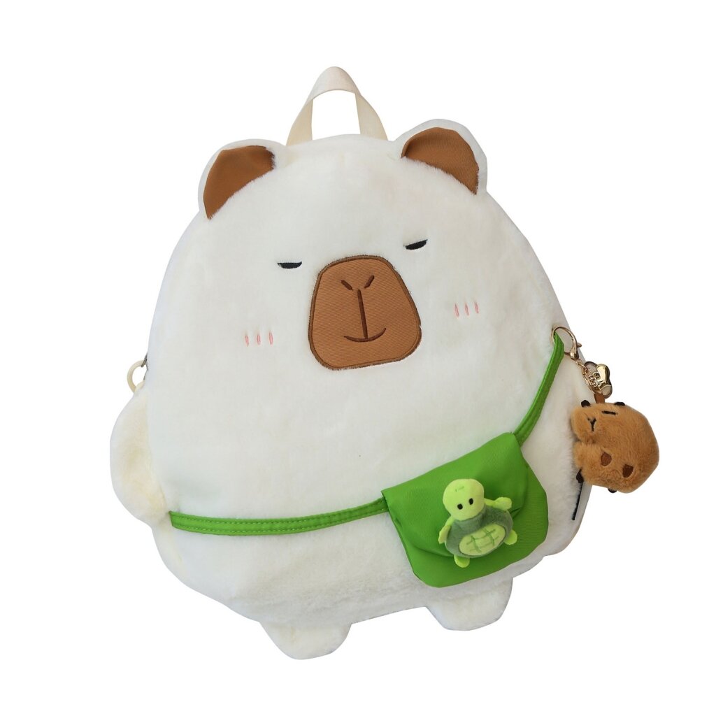 Рюкзак, Милый плюшевый рюкзак с капибарой в японском стиле, большая вместимость, школьный рюкзак - бежевый - средний размер