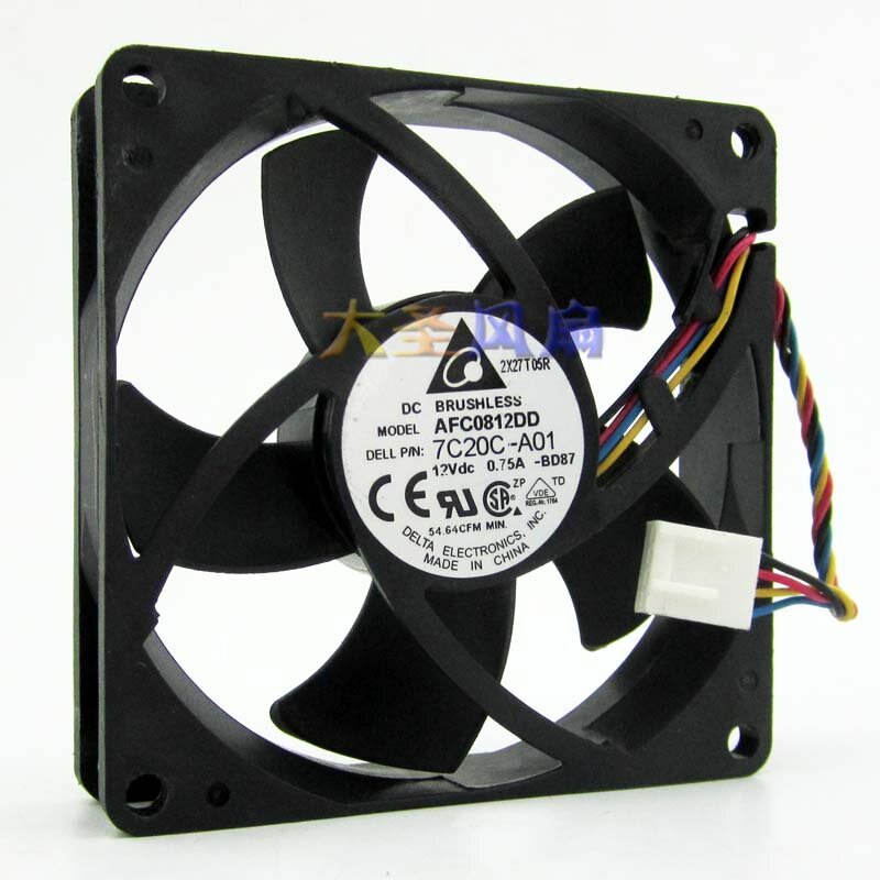 Оригинал DELTA AFC0812DD 80 8CM 12V 0.75A double ball bearing Вентилятор