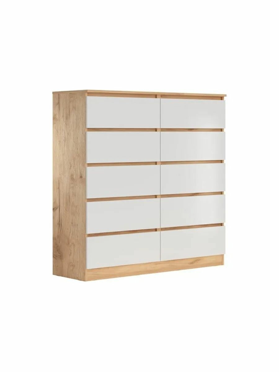 Комод для одежды и хранения вещей Охта Лайт с ящиками, 120.4х40х121.8 см, Дуб Вотан / Белый