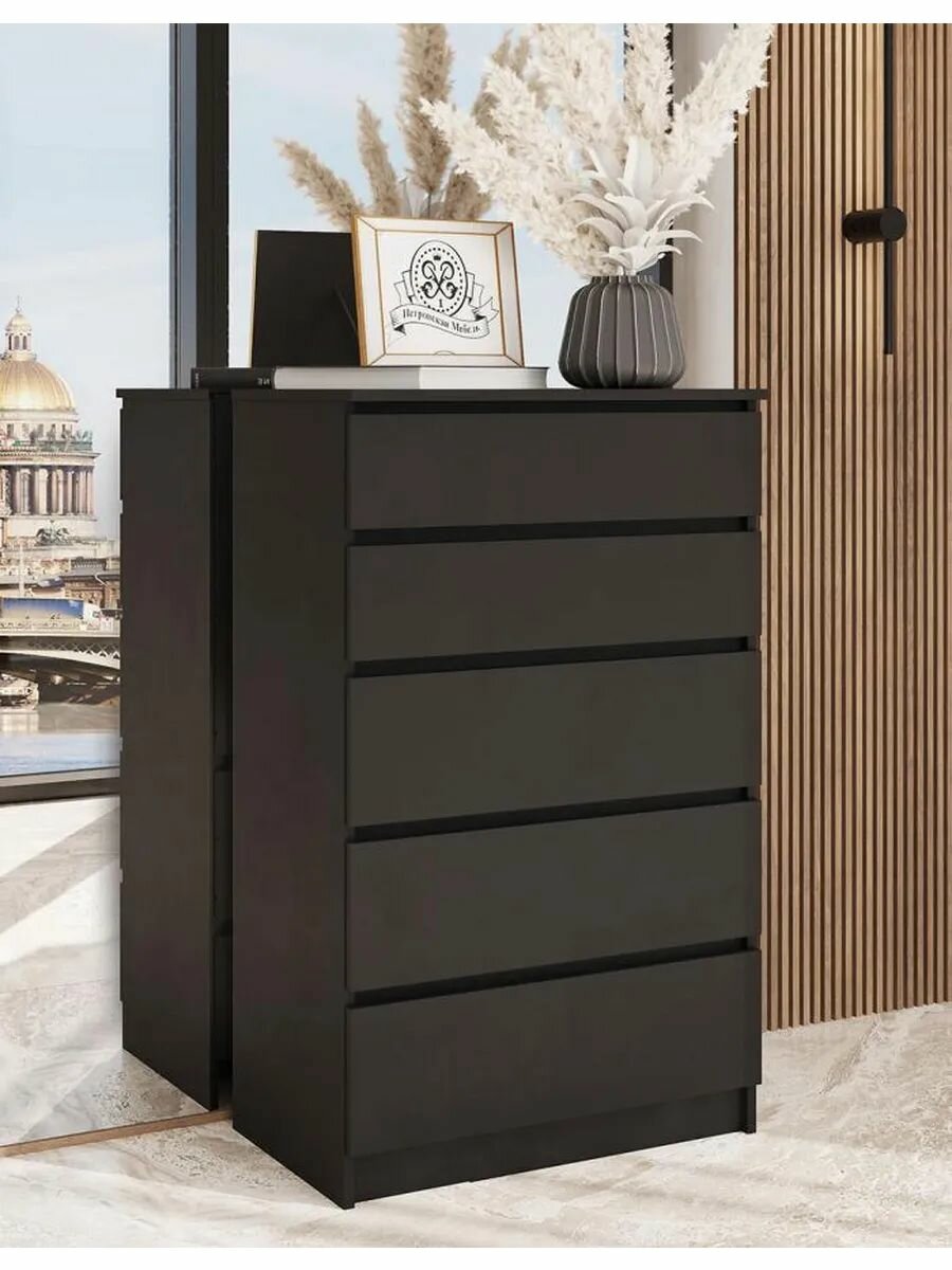 Комод для одежды и хранения вещей Охта Лайт с ящиками, 69.4х40х121.9 см, Антрацит