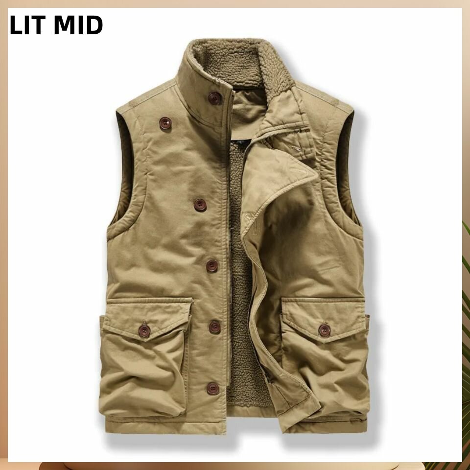 Мужской Тактический Жилет Зимний Безрукавка для Рыбалки и Мотоциклов