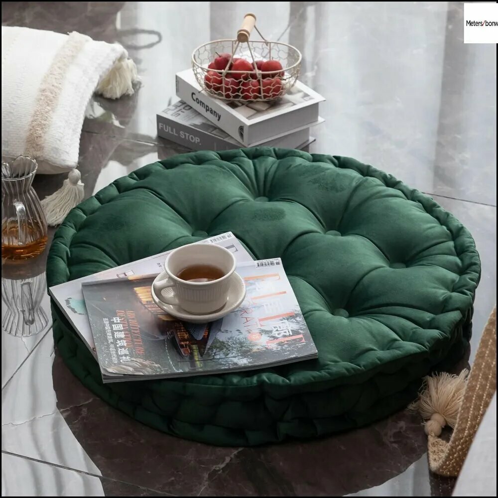 Подушка против морщин бархатная 60x60 см 10 см с ручкой для дивана кресла пола пуговицы ткань комфортный сон и отдых