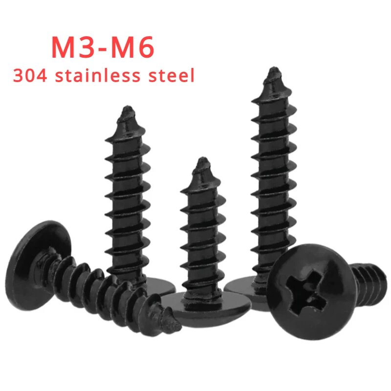 Черные саморезы Huiruixin из нержавеющей стали 304 M3-M6 M3-30pcs, 18 мм