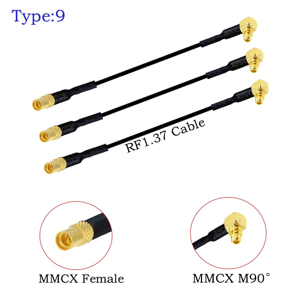 RFDOTOP RF1.37 кабель MMCX «папа» на MMCX «мама» 50 Ом 30CM, MMCX M90 to MMCX F