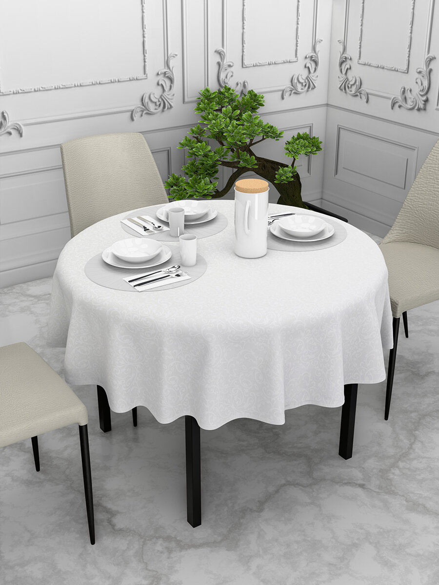 Скатерть на стол круглая водоотталкивающая Maifon Жаккард 160х160см