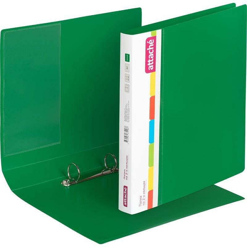 Папка на 2-х кольцах Attache 42 зеленая до 250 листов (пластик 0.7 мм)