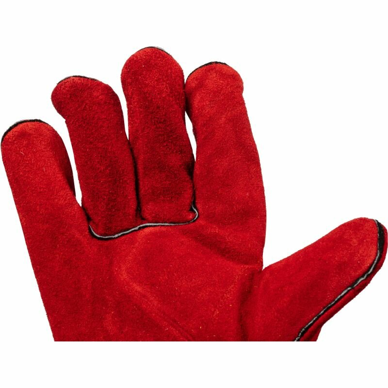 Краги Т-80 спилковые красные тип трек (флисовая подкладка) (Размер 10,5)