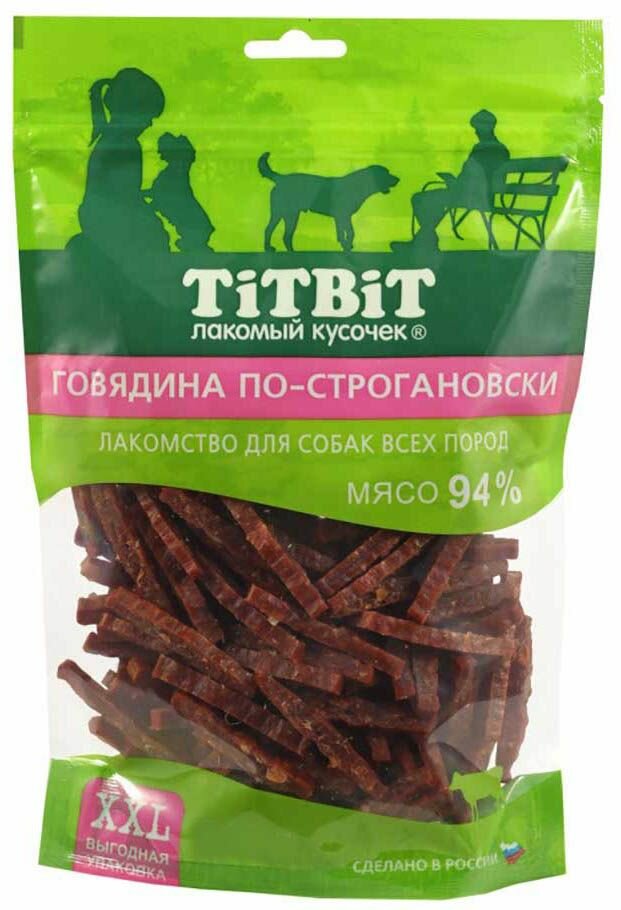 Лакомство TiTBiT для собак всех пород, говядина по-строгановски, XXL выгодная упаковка, 310 г