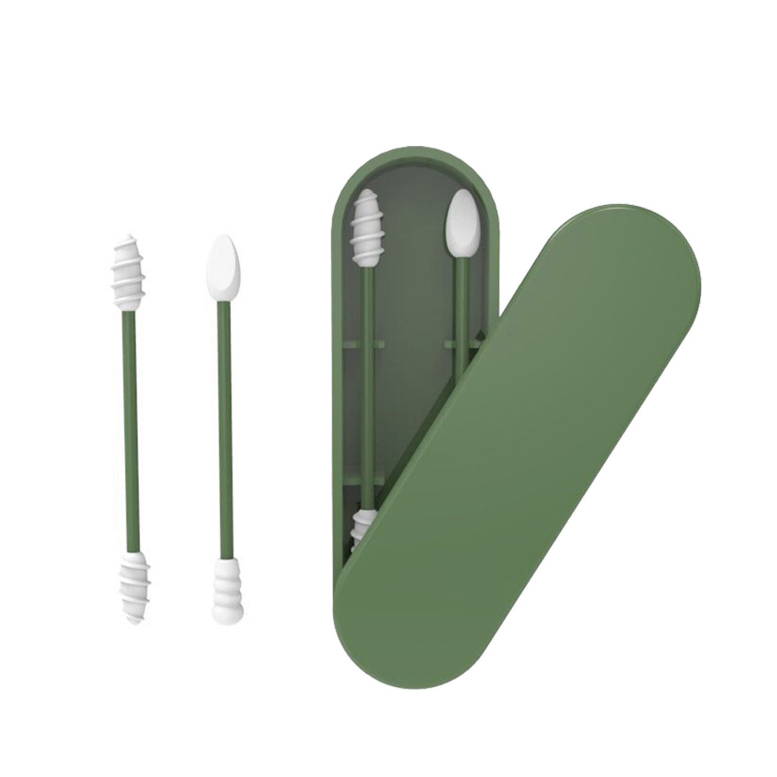 Многоразовые силиконовые ватные палочки, 2 шт, портативные, легко моющиеся, для чистки ушей и нанесения макияжа, шероховатая конструкция