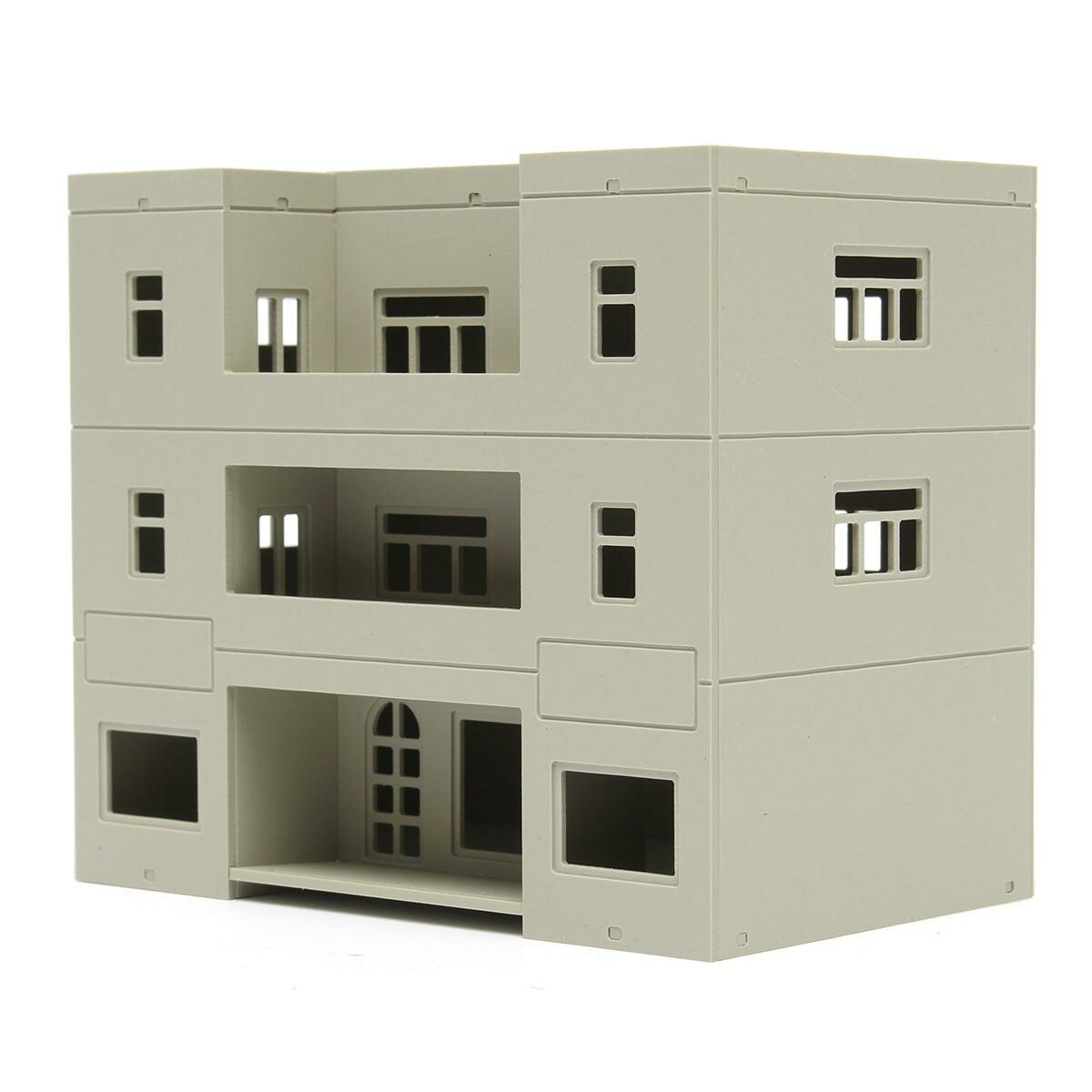 Глобальная коллекция --- Здание масштаба HO (жилой дом) 1:100 для модели поезда колеи HO, макет B