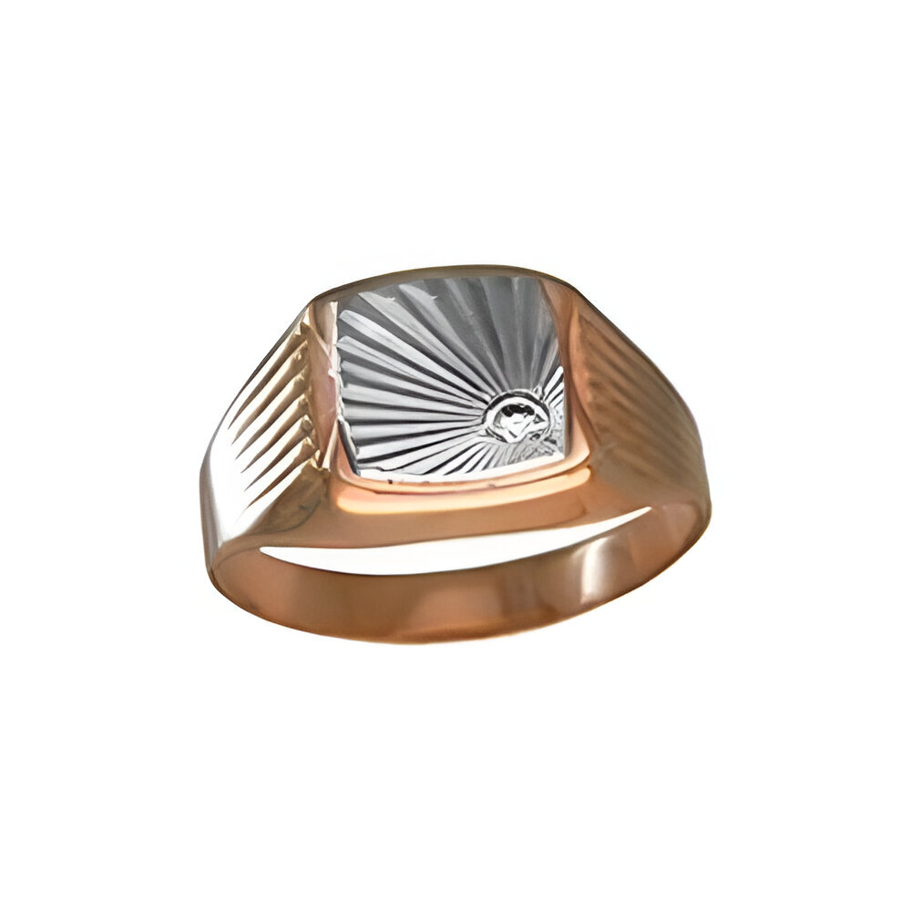 Печатка, красное золото, 585 проба, фианит