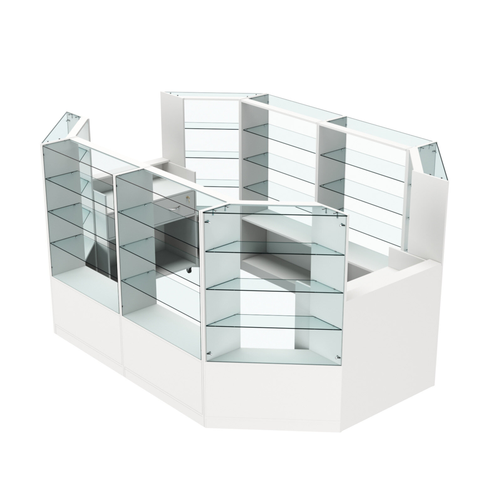 Торговый островок в центр зала грация №3 (открытый) (6, 6 кв. м), Белый