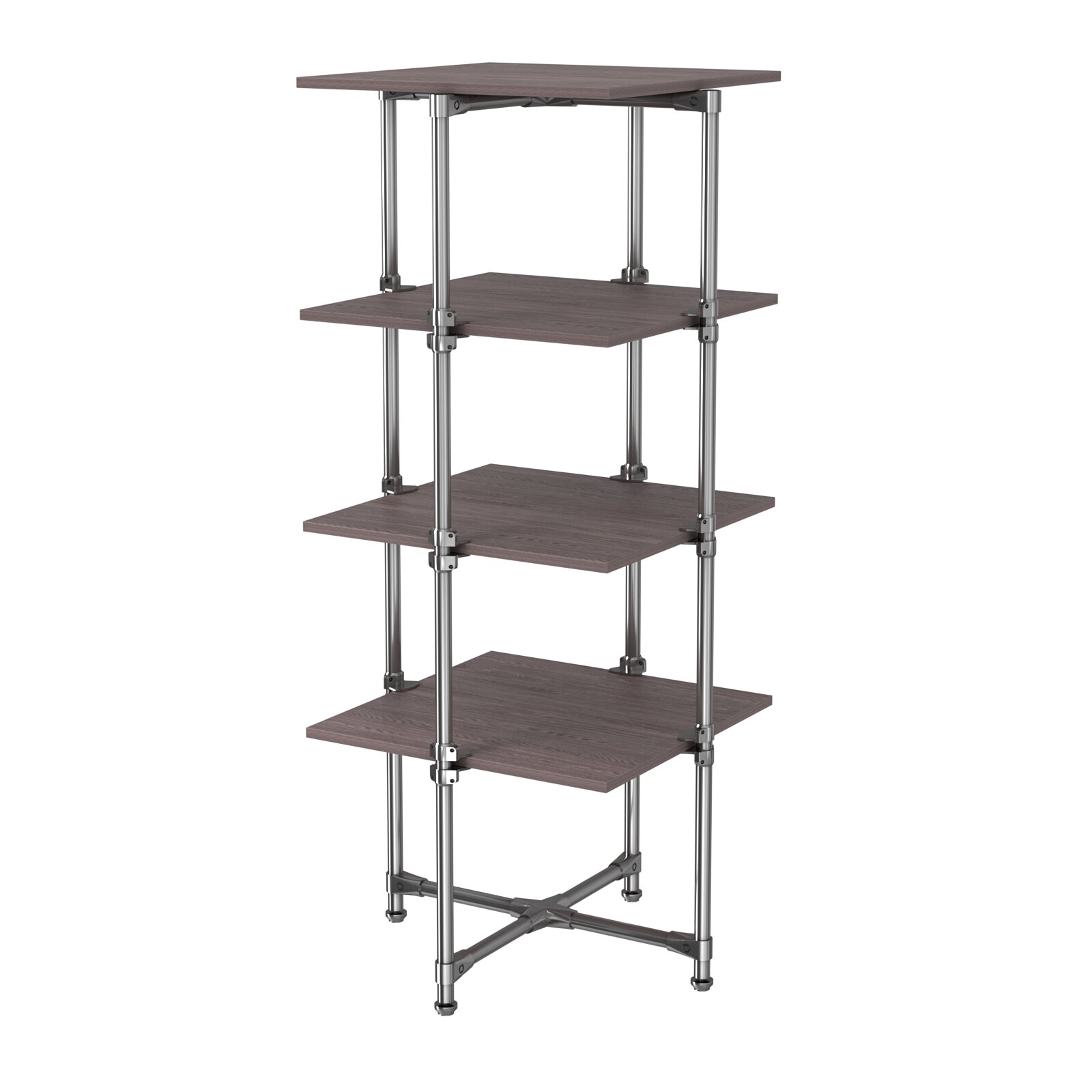 Хромированный стенд Прогресс №2-4 (с полками ДСП 16мм), Ясень Анкор темный