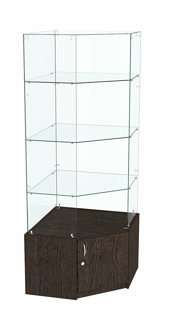 Витрина "Истра" угловая №115, пятигранная, (З. С-стекло), без дверей, Дуб Венге