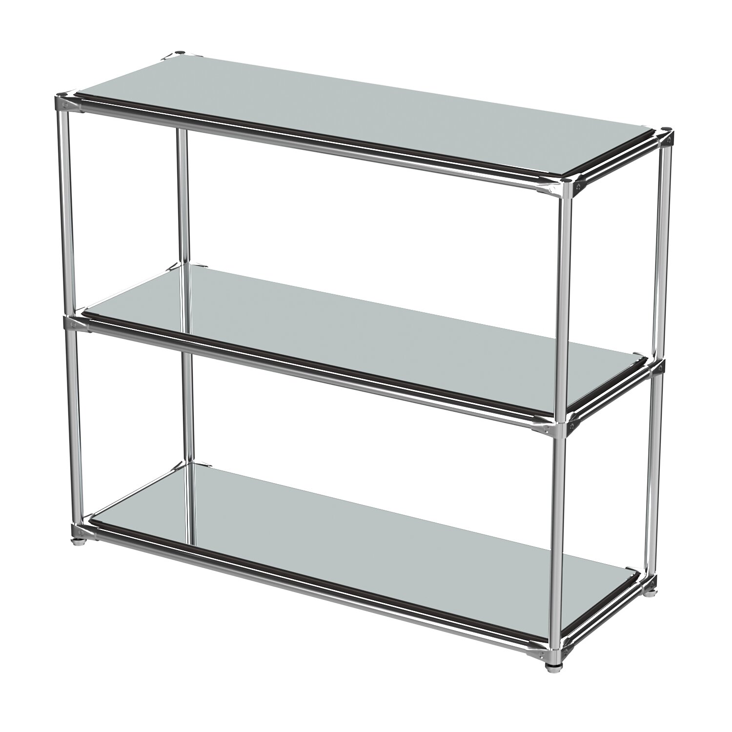 Хромированный стеллаж стиль №2г с тремя зеркальными полками, Грейвуд