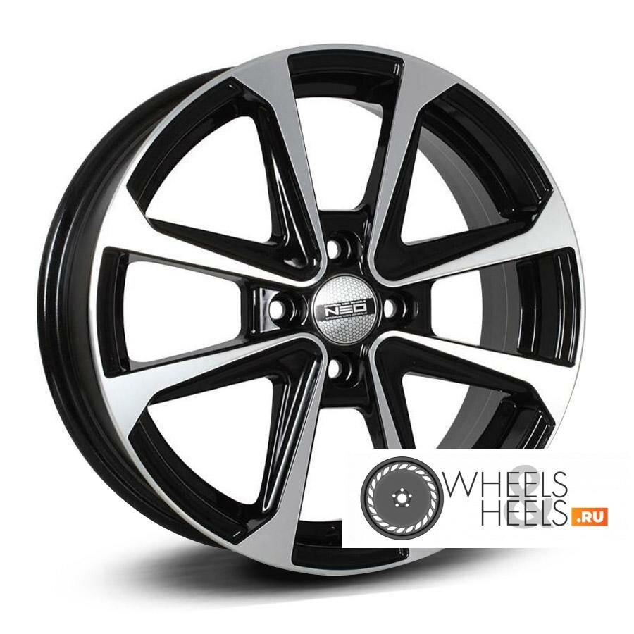 Диск автомобильный литой NEO 667 16x6 4x100 et37 dia60.1 Черный с полированной лицевой поверхностью