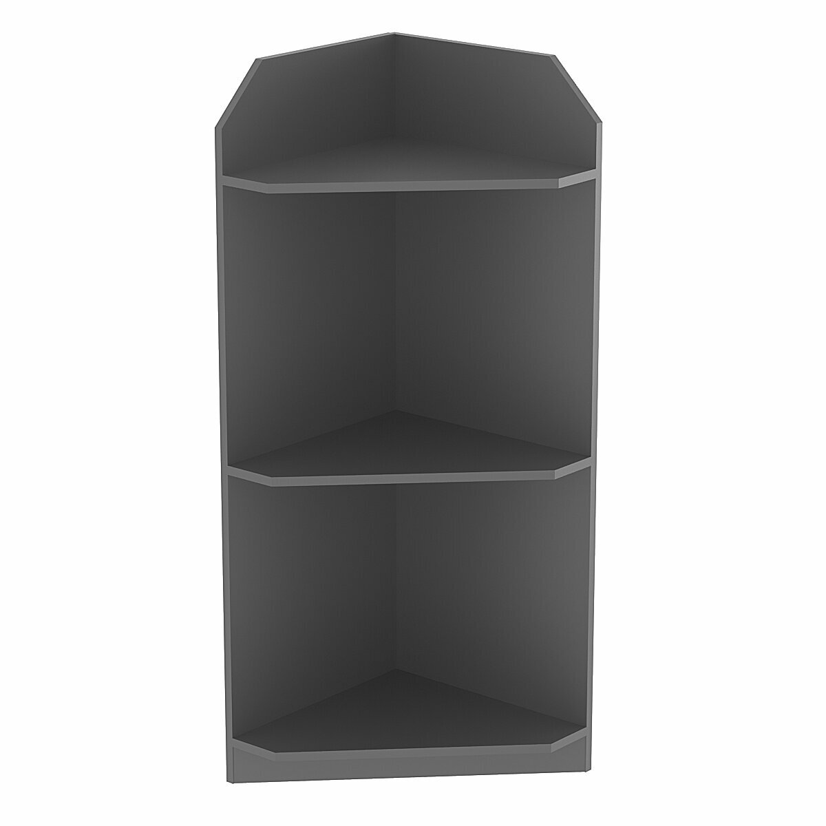 Торговый стеллаж из ДСП для обуви №6 низкий с тремя полками угловой, Темно-Серый