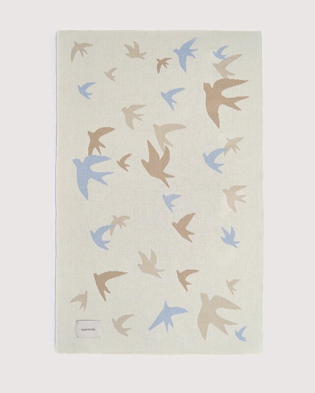 Плед для новорожденных плед детский вязаный Loomknits птицы Экрю