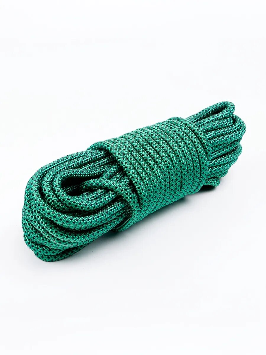 Альпинистская веревка 8 мм, черно-зеленая, 20 м