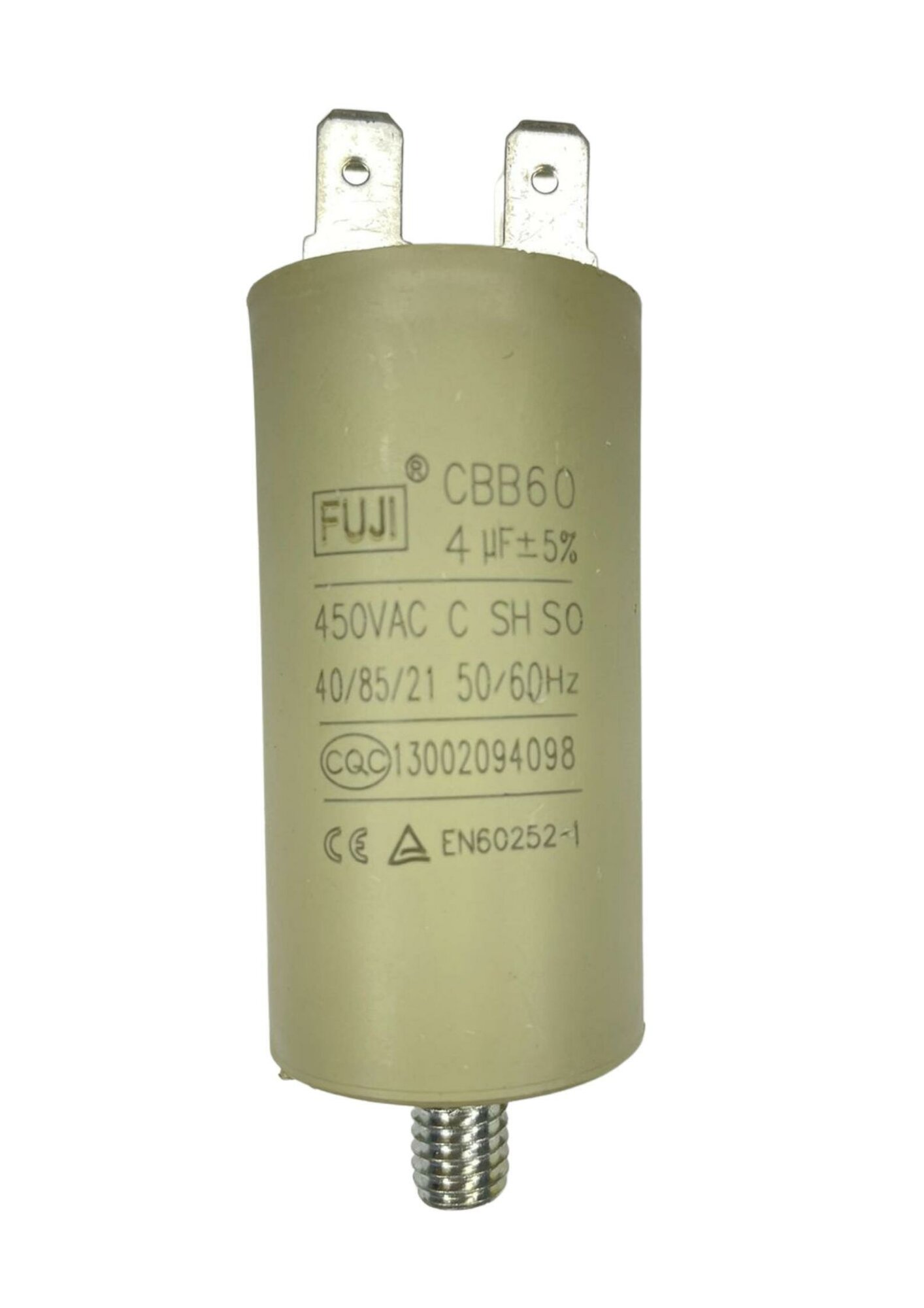 Конденсатор пусковой FUJI CBB60 (2+2 pins с креплением под болт) 4 мкФ 450В 30x57мм (У)
