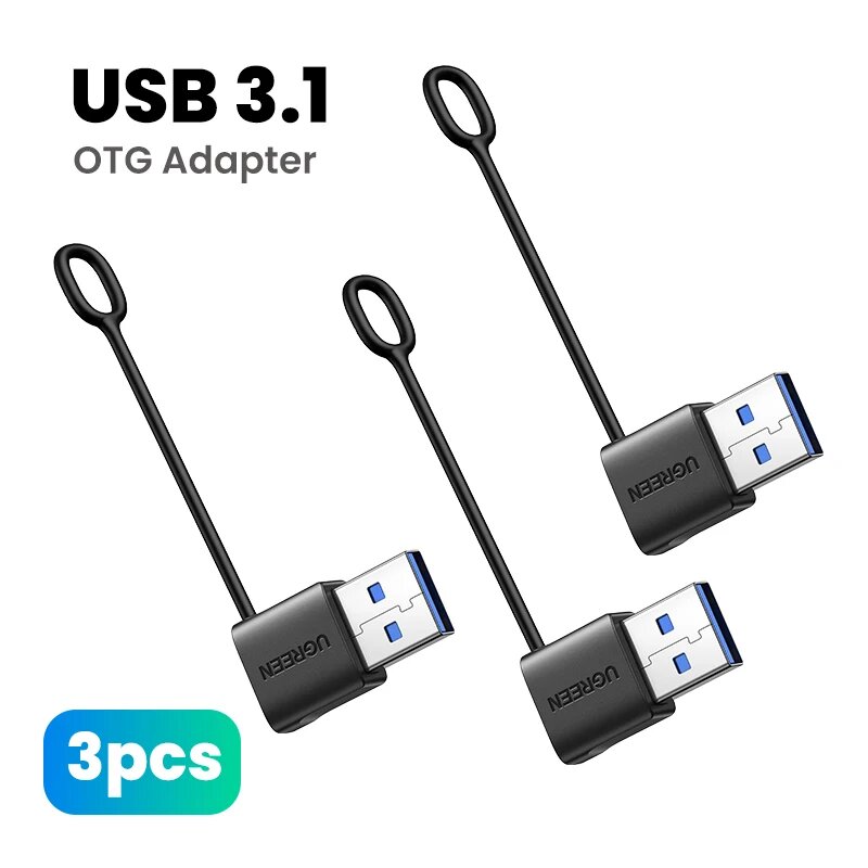 UGREEN Переходник USB A на Type-C USB 3.1 Gen1 OTG Конвертер с Быстрой Зарядкой 18W для Смартфона Планшета Ноутбука Поддержка Передачи Данных A to C 3PCS