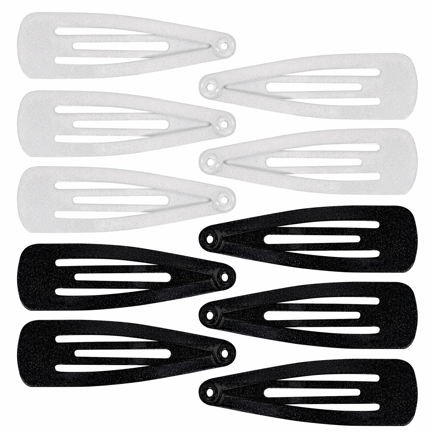 Упаковка 12 шт. Заколки для волос набор 10 шт, 4 см, клик-клак, глянцевый черный, перламутровый белый, MONTE VITA (монте вита), 457085