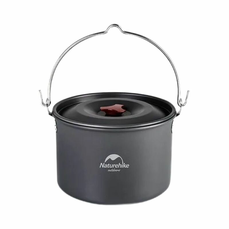 Котелок алюминиевый Naturehike на 4 литра туристический / Picnic hanging pot for 4-6 persons, модель NH17D021-G
