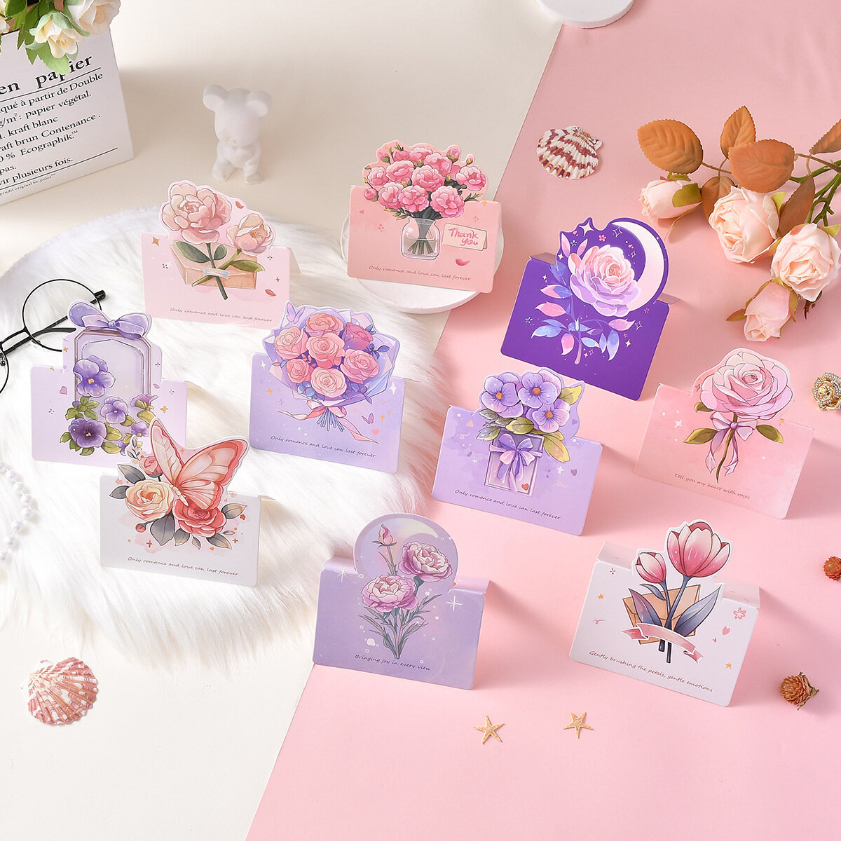 Набор открыток "Цветы", объемные, 20 шт