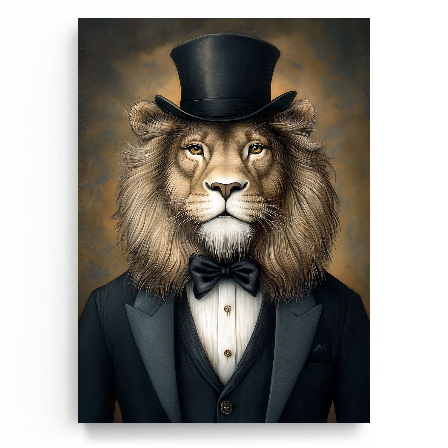 Картина интерьерная - "Лев в костюме, брутальные животные", 60х80 см.