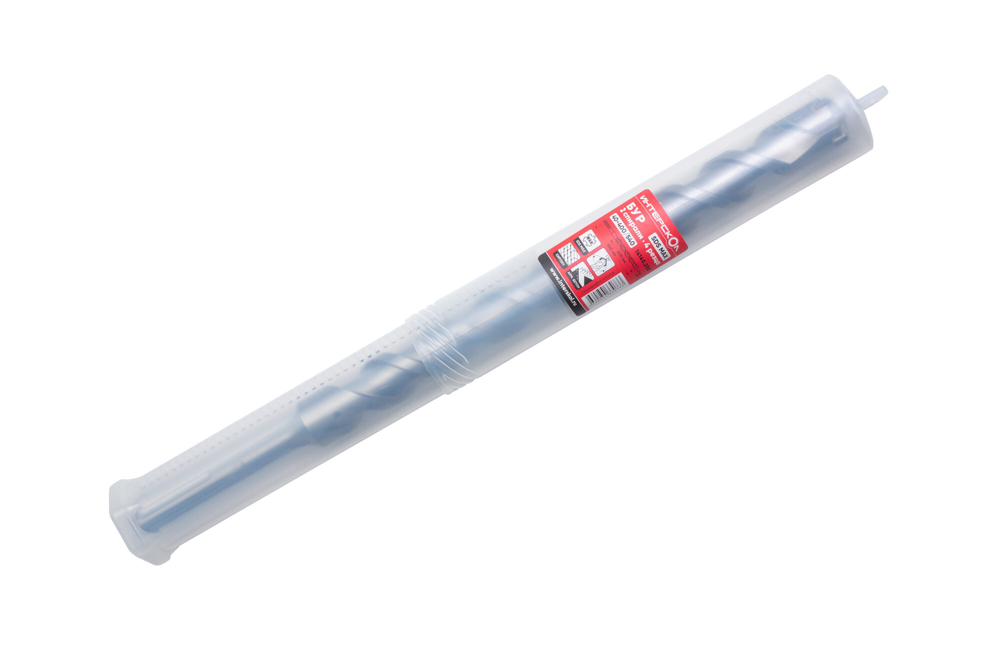 Бур для перфоратора SDS-Max, 2 спирали, 4 резца, 40х400/540, Интерскол, 14140.200 — фото 1