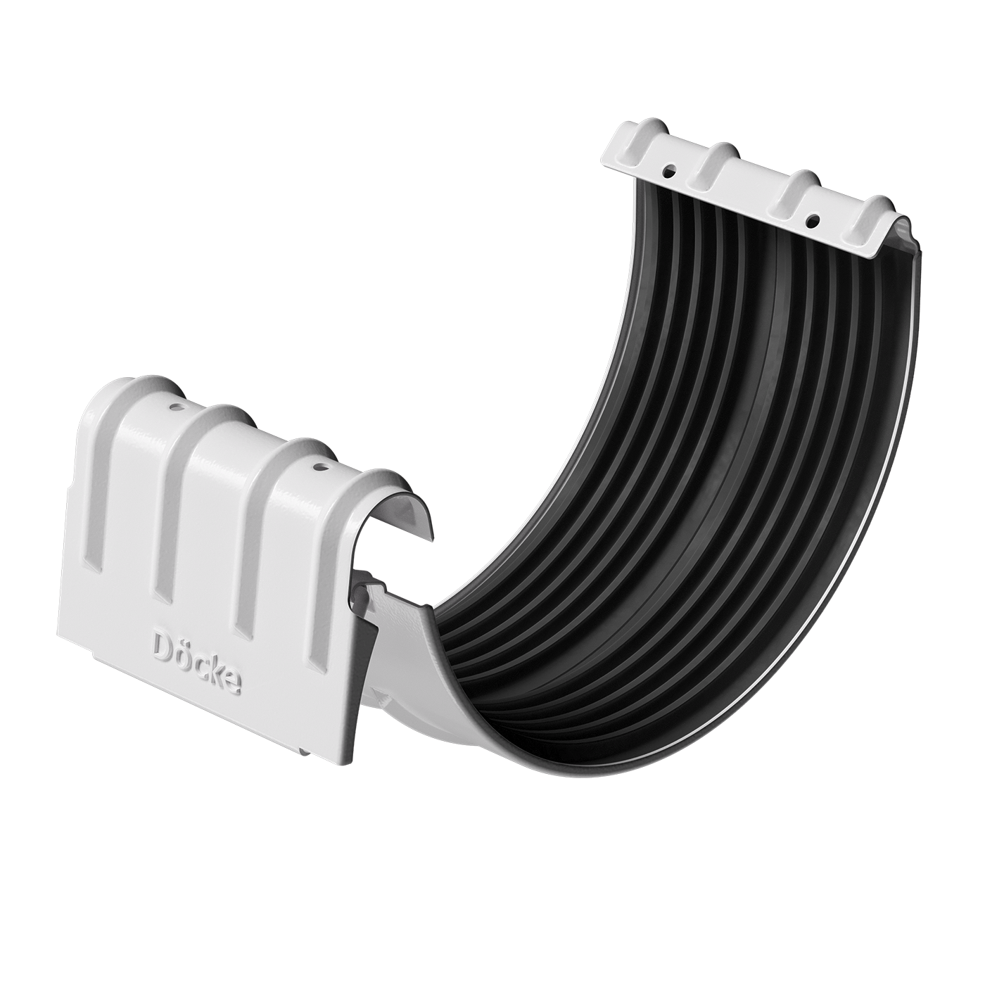 Docke STAL PREMIUM Соединитель желобов D125 (Пломбир 9010), диаметр трубы 90, толщина 0.63