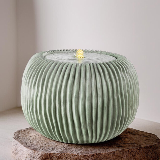 Декоративный фонтан шар Ritteri 56 см малахитовый, с LED подсветкой, Kaemingk, 892790