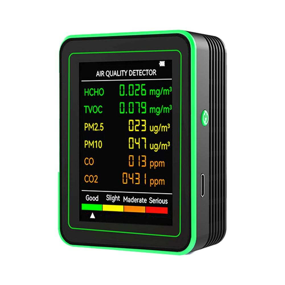Датчик качества воздуха 6 в 1, монитор CO2, HCHO, TVOC, PM2.5, температуры и влажности