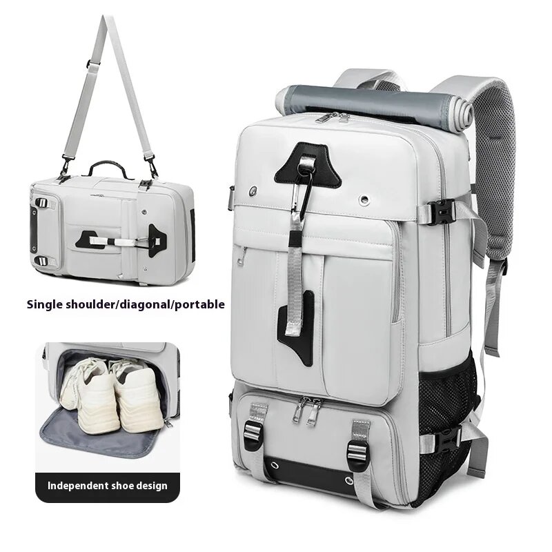 Дорожная сумка большой емкости 55 л для мужчин, 15,6-дюймовый чемодан для ноутбука, рюкзак, многофункциональный водонепроницаемый рюкзак, уличные сумки для кемпинга, YJ-2429 Grey, Унисекс