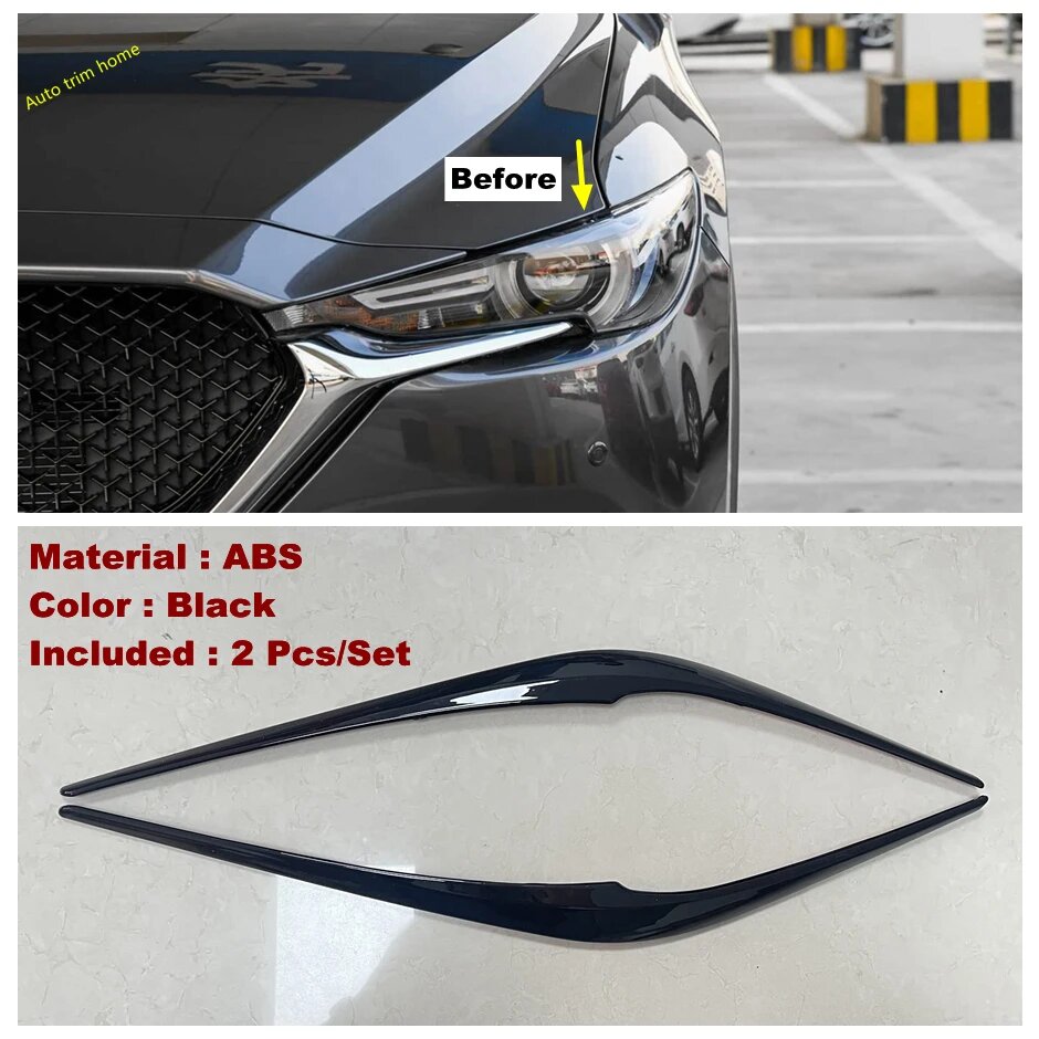 Накладка на фару для Mazda CX-5 KF 2017-2023, черная, 2 шт.