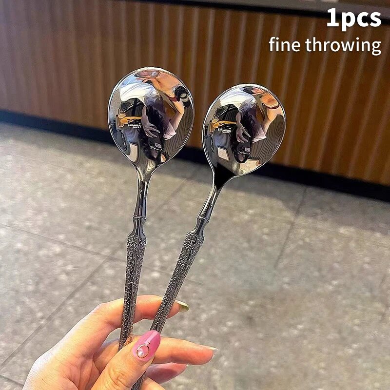 Ложка из нержавеющей стали с рисунком льда