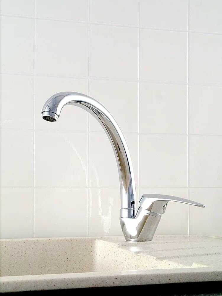 Смеситель для кухни Diadonna D80-439112 с высоким изливом, картридж 35 мм, хром, крепление шпилька
