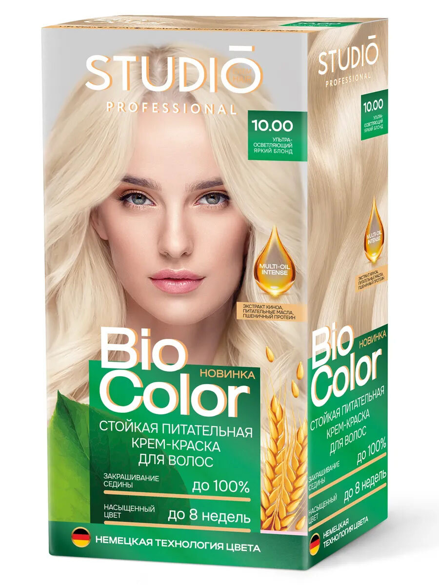 Крем-краска для волос STUDIO "Biocolor", тон 10.0 Ультраосветляющий яркий блонд, 50/50/15 мл